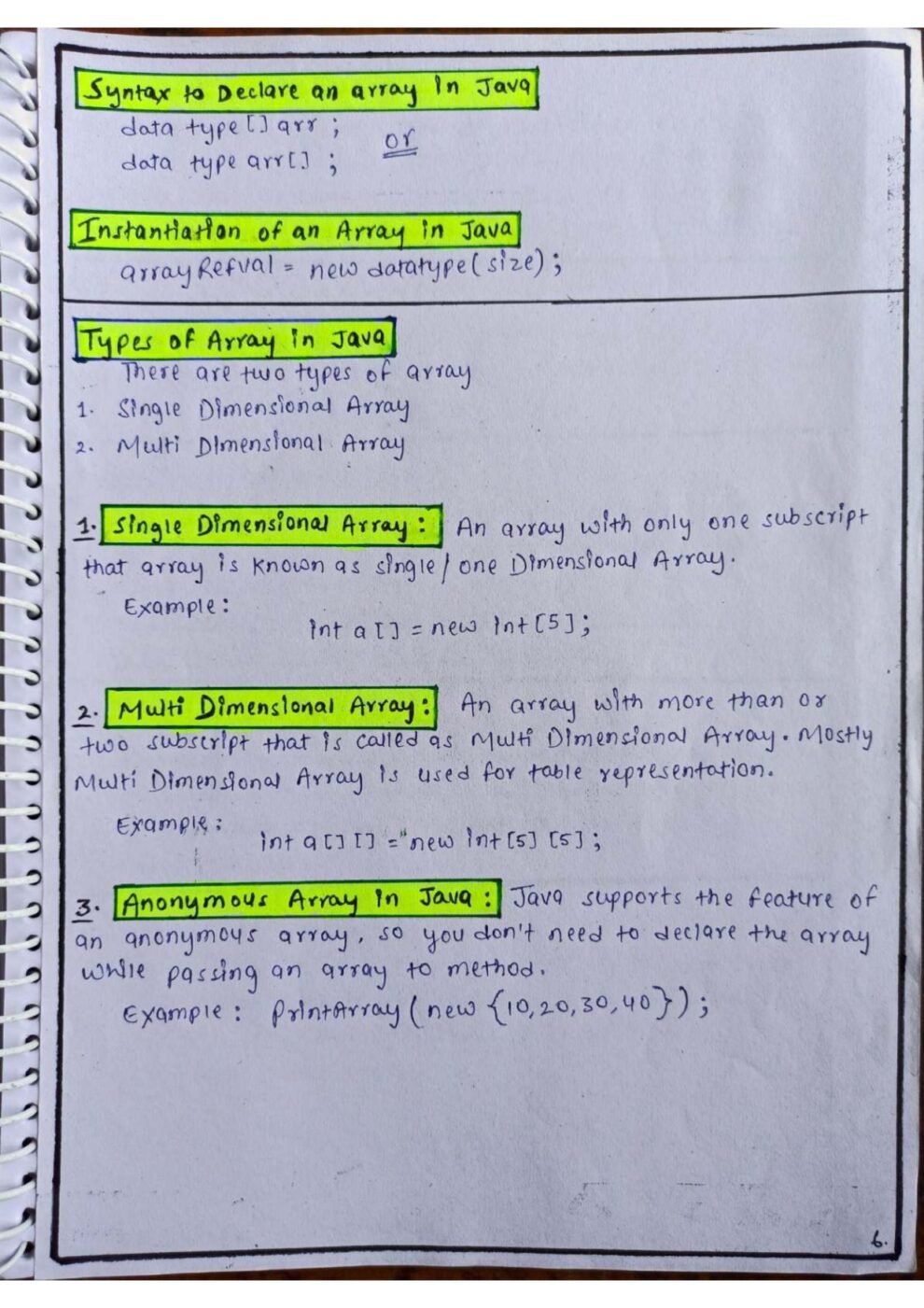 Java Basics Handwritten Notes – Connect 4 Programming