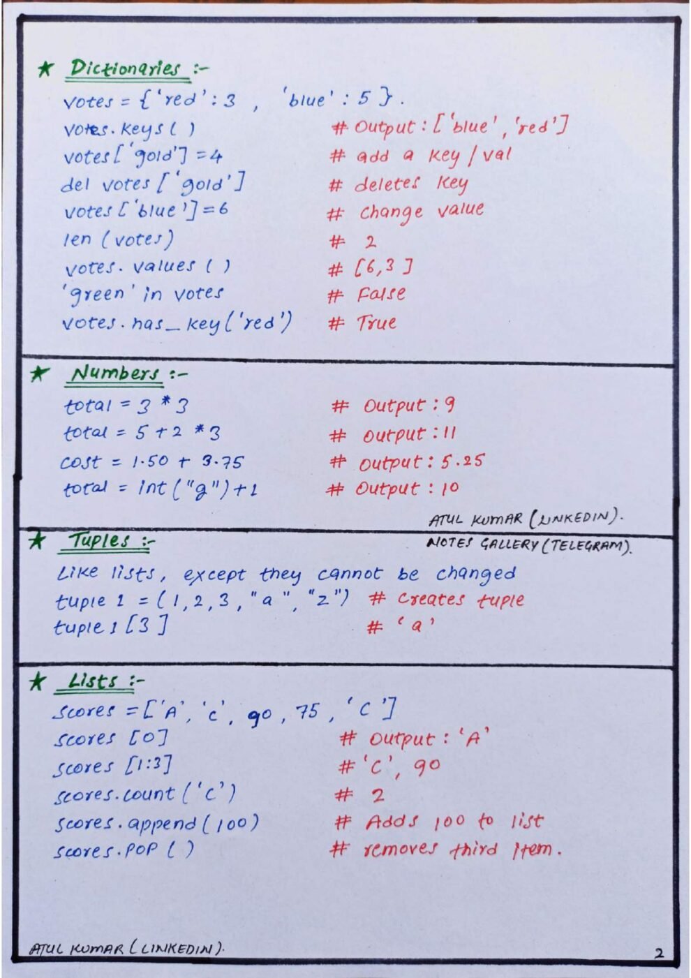 The Full Python Handwritten Notes Connect 4 Programming