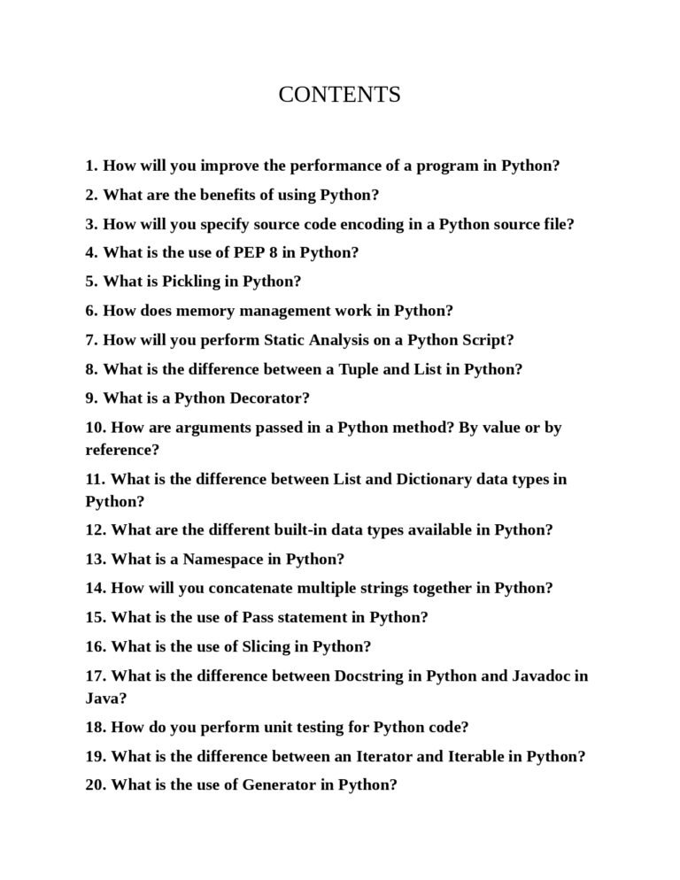 Top 50 Python Interview Questions And Answers Pdf Connect 4 Programming