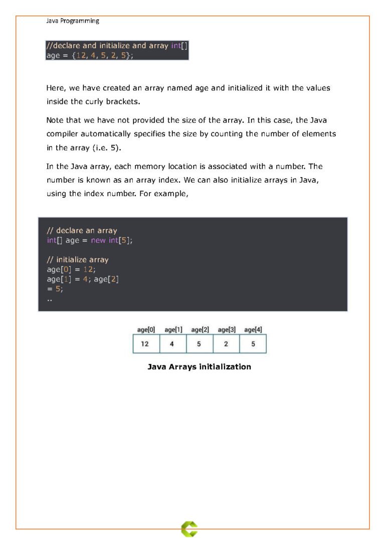 Array in Java PDF - Connect 4 Programming