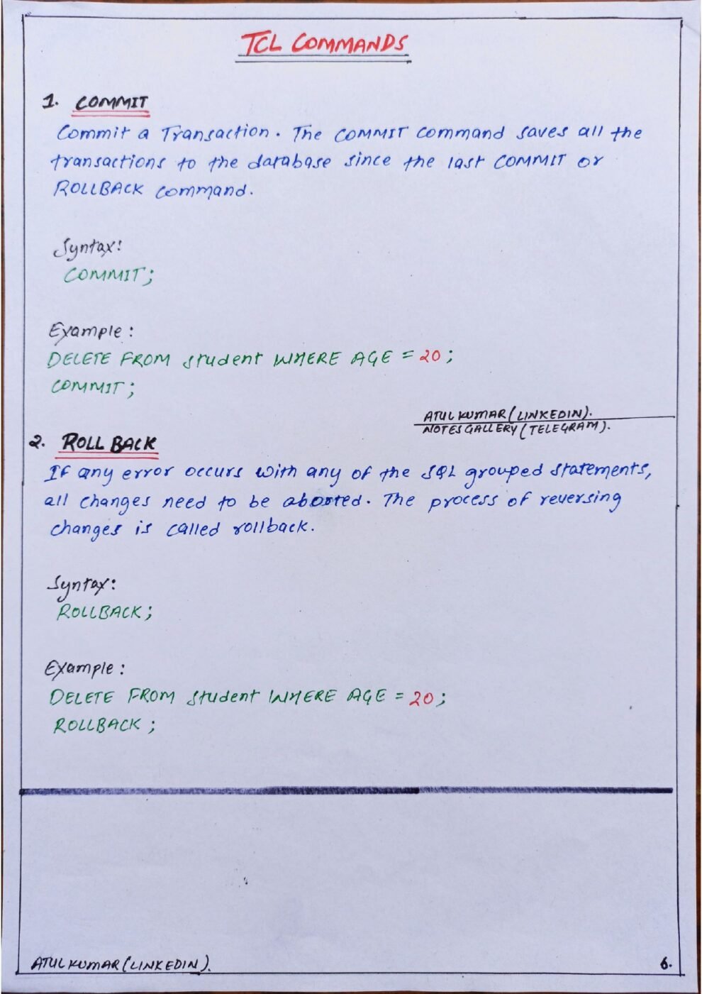 SQL Short Notes Handwritten (PDF) - Connect 4 Programming SQL Short Notes Handwritten (PDF) - Connect 4 Programming