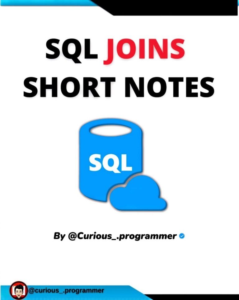 SQL Joins Short Notes PDF - Connect 4 Programming