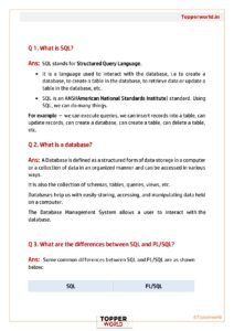 TOP 50 SQL Interview Question PDF - Connect 4 Programming