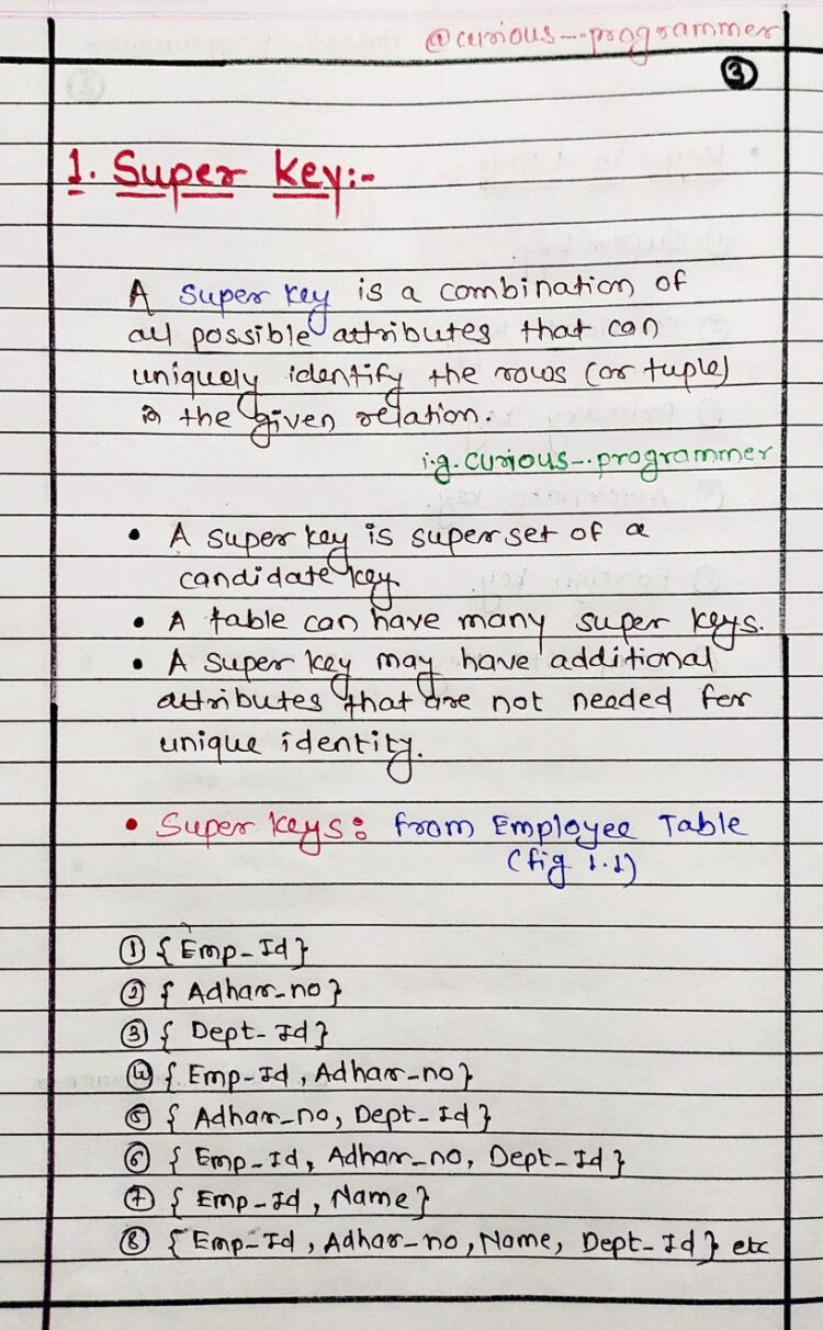 Keys In DBMS Handwritten Notes PDF - Connect 4 Programming Keys In DBMS Handwritten Notes PDF - Connect 4 Programming