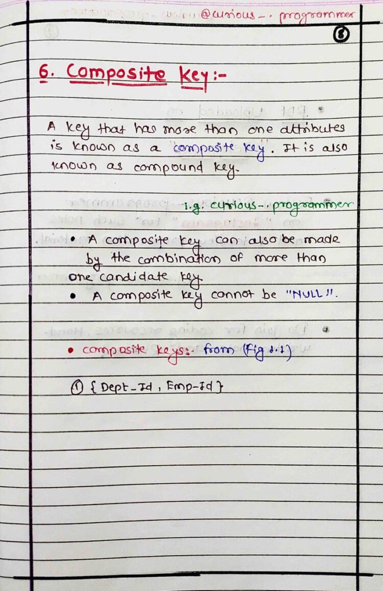 Keys In DBMS Handwritten Notes PDF - Connect 4 Programming