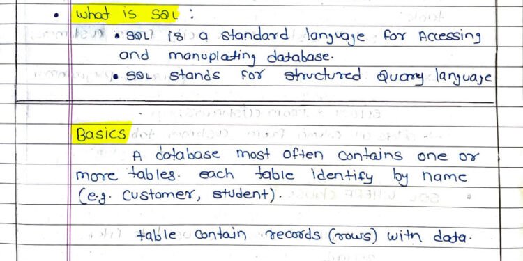 SQL Basics Handwritten Notes PDF: A Pen-and-Paper Approach to ... SQL Basics Handwritten Notes PDF: A Pen-and-Paper Approach to ...