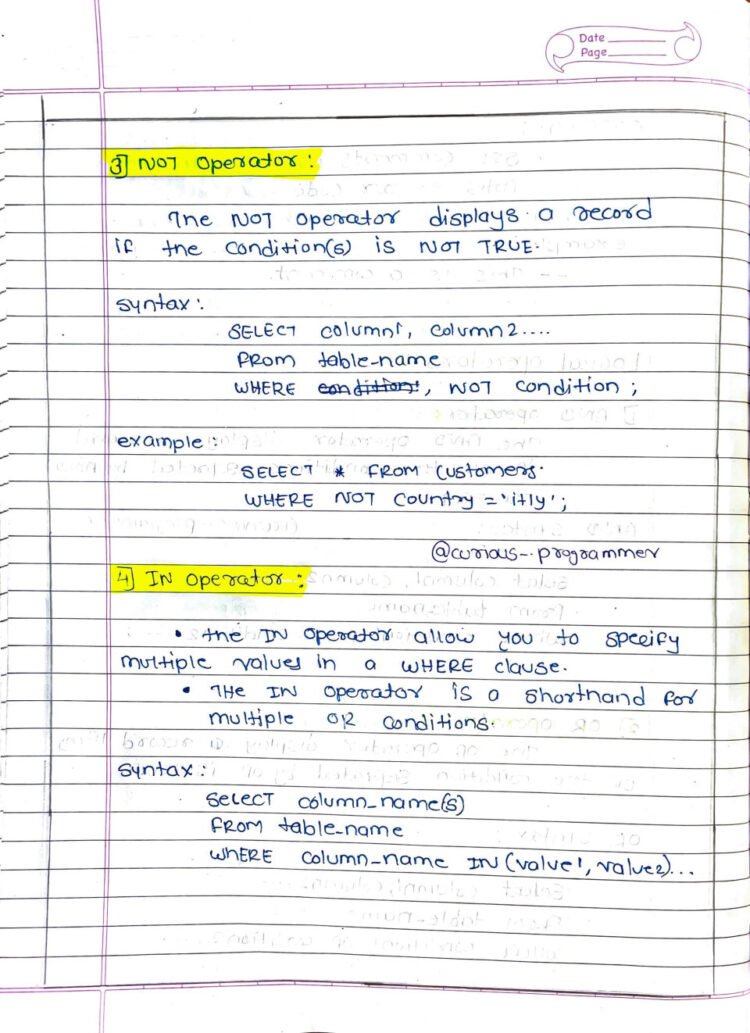 SQL Basics Handwritten Notes PDF: A Pen-and-Paper Approach to ... SQL Basics Handwritten Notes PDF: A Pen-and-Paper Approach to ...