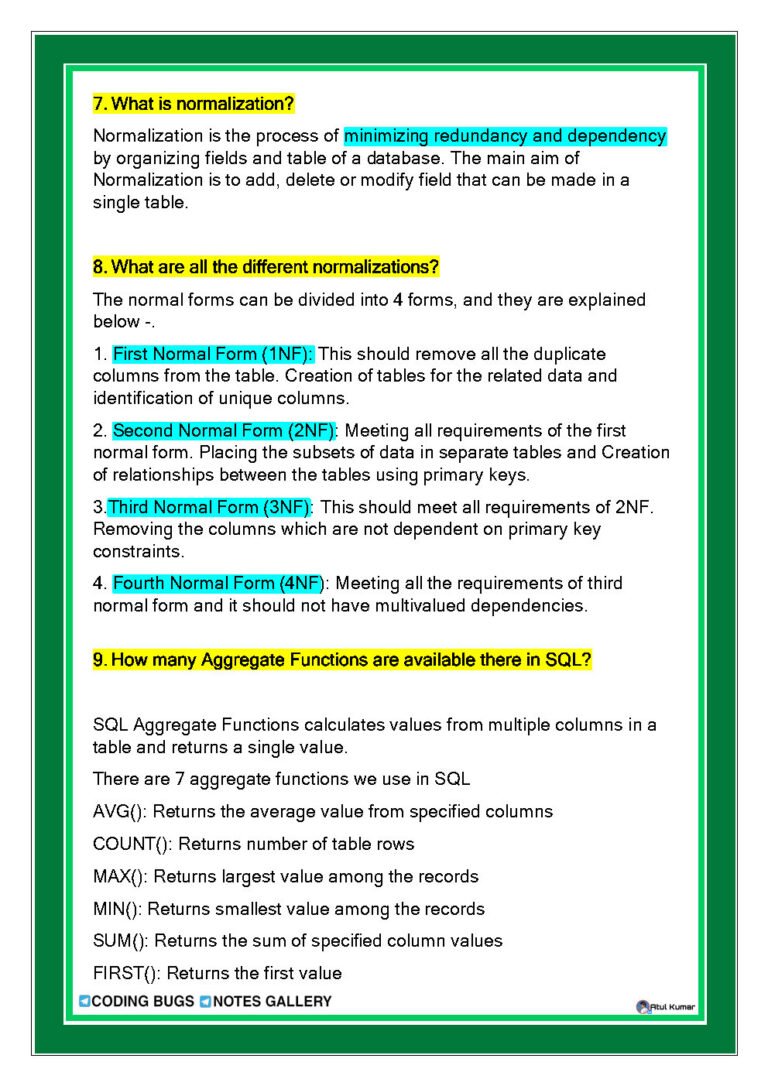 SQL Notes Zero To Hero (PDF) - Connect 4 Programming